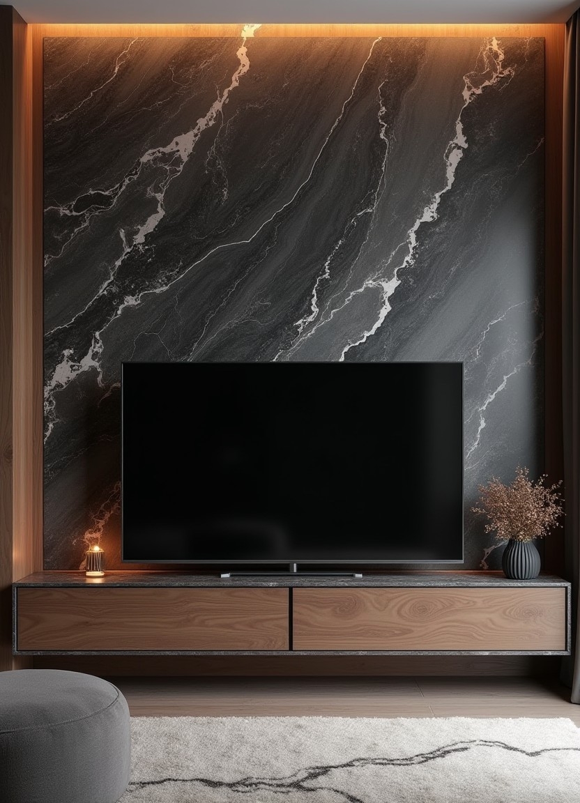 10 Desain Backdrop TV Marmer yang Modern dan Berkelas