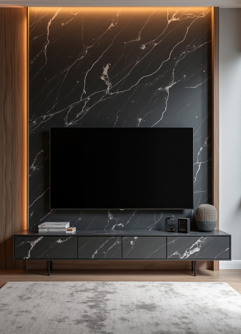 10 Desain Backdrop TV Marmer yang Modern dan Berkelas