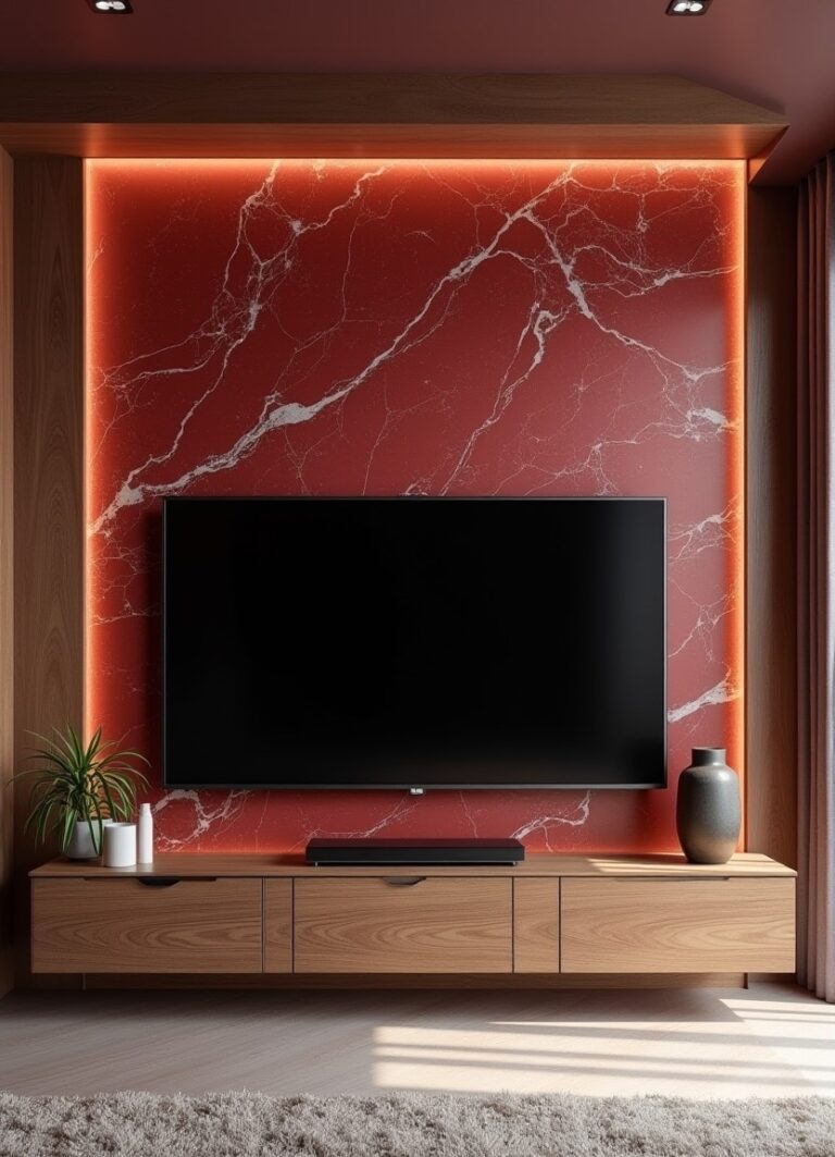 10 Desain Backdrop TV Marmer yang Modern dan Berkelas